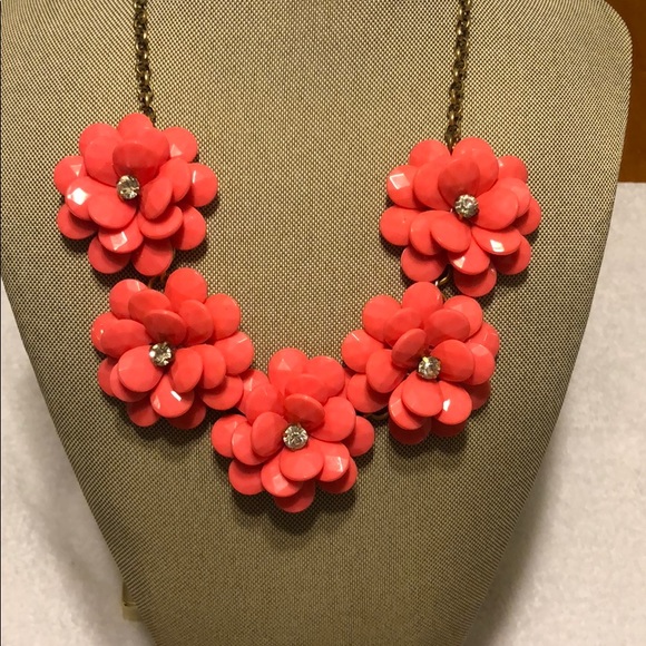 J. Crew | Jewelry | J Crew Coral Flower Necklace | Poshmark